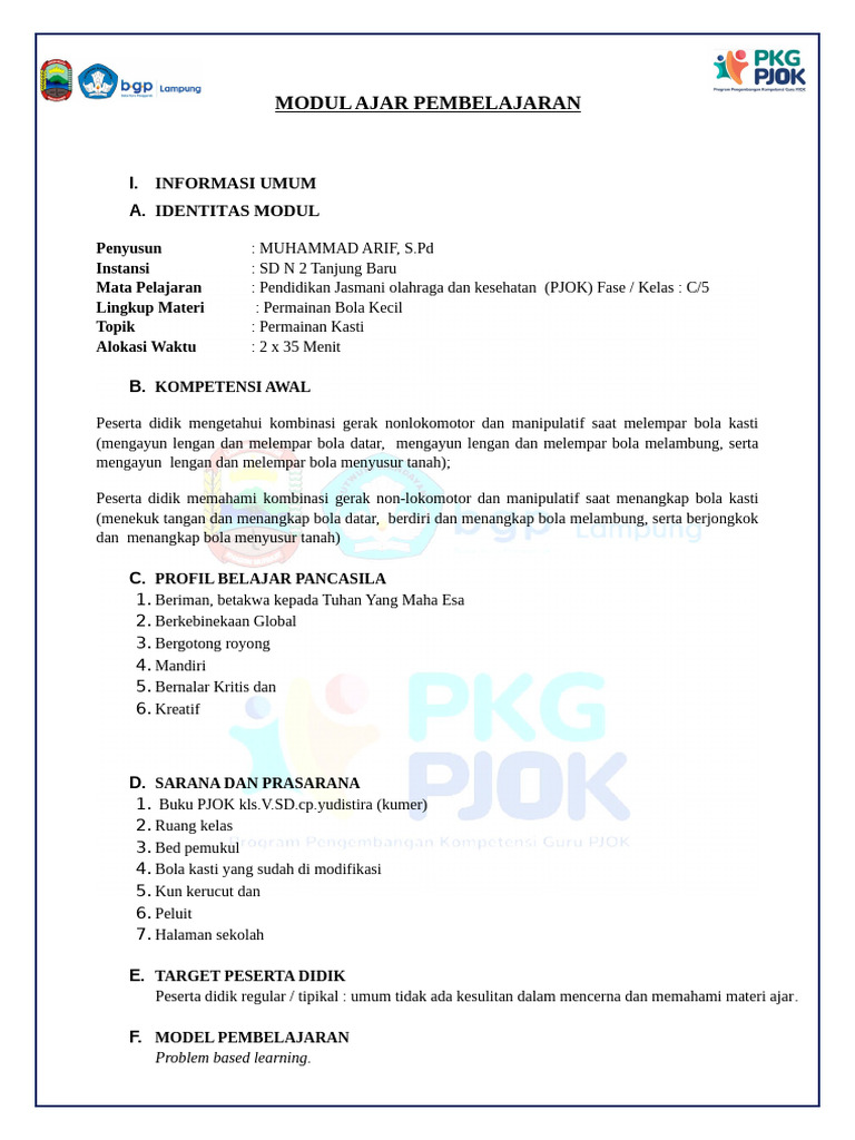 Modul Ajar Pembelajaran | PDF