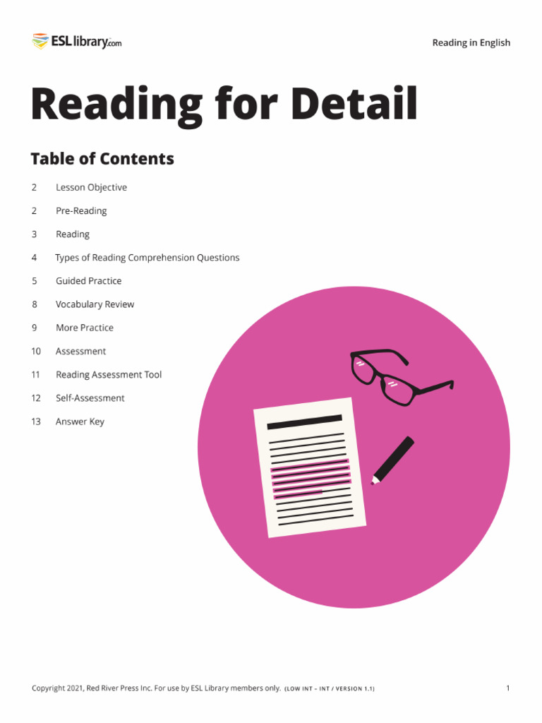 1 Reading For Detail - Ellii (Formerly ESL Library) | PDF