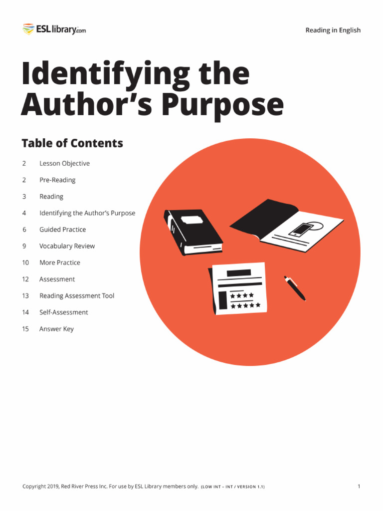 1 Identifying The Author's Purpose - Ellii (Formerly ESL Library) | PDF