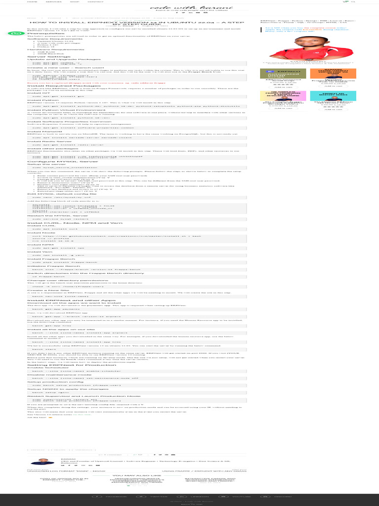 How To Install ERPNext Version 14 in Ubuntu 22.04 - A Step by Step Guide - Code With Karani ...