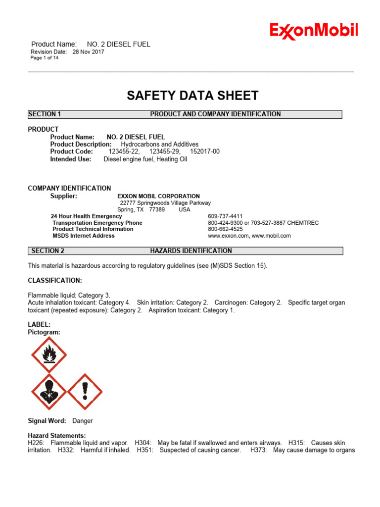Diesel MSDS English | PDF | Toxicity | Firefighting