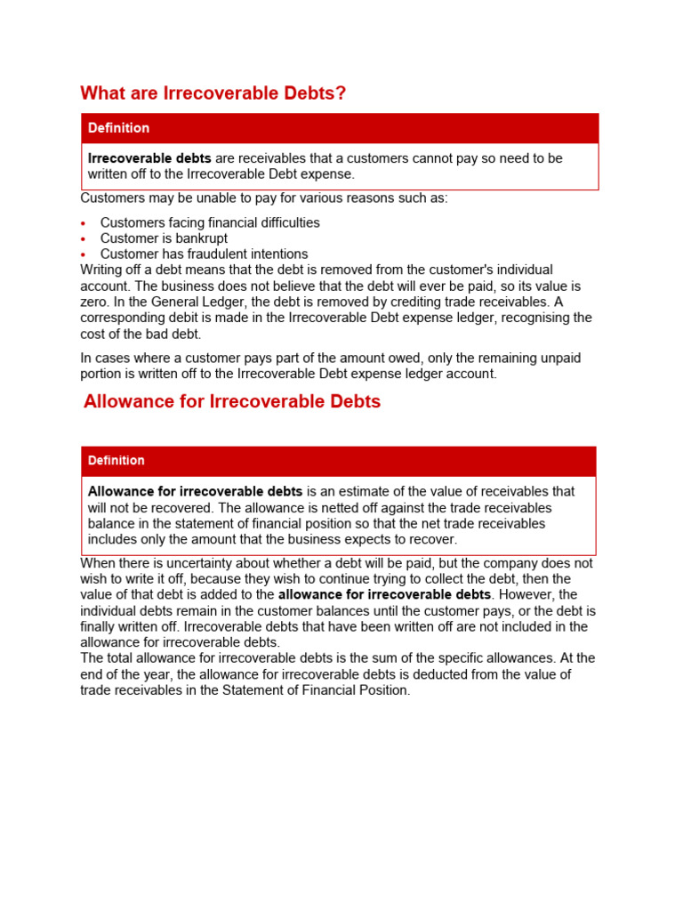 Bad Debts and Allowance | PDF | Debits And Credits | Money