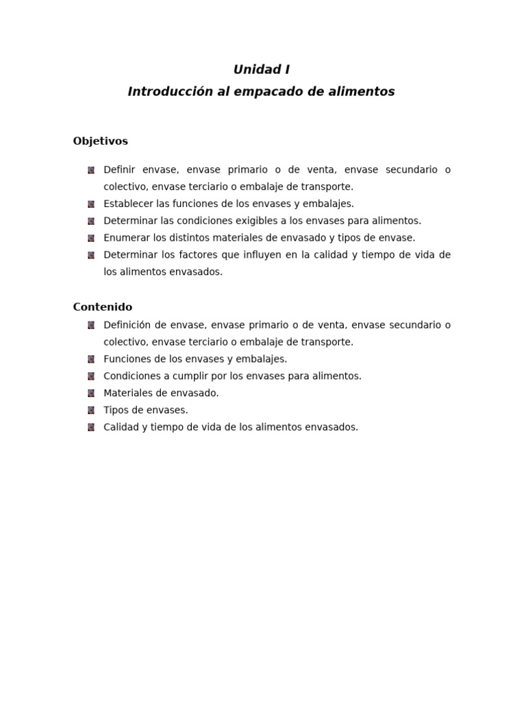 Unidad I Empacado | PDF | Alimentos | Consumo (economía)