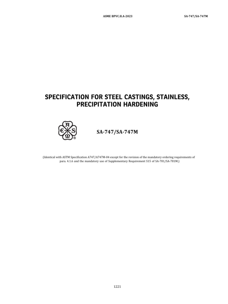 SA747 | PDF | Stainless Steel | Heat Treating