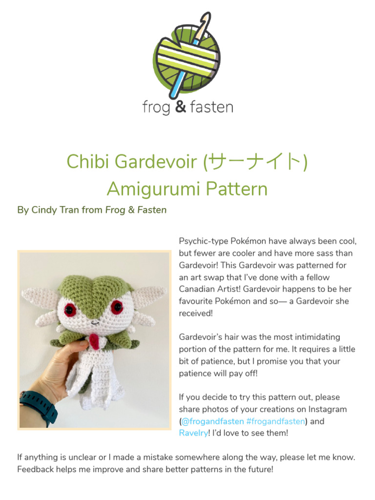 Chibi Gardevoir Amigurumi Pattern | PDF | Crochet | Yarn