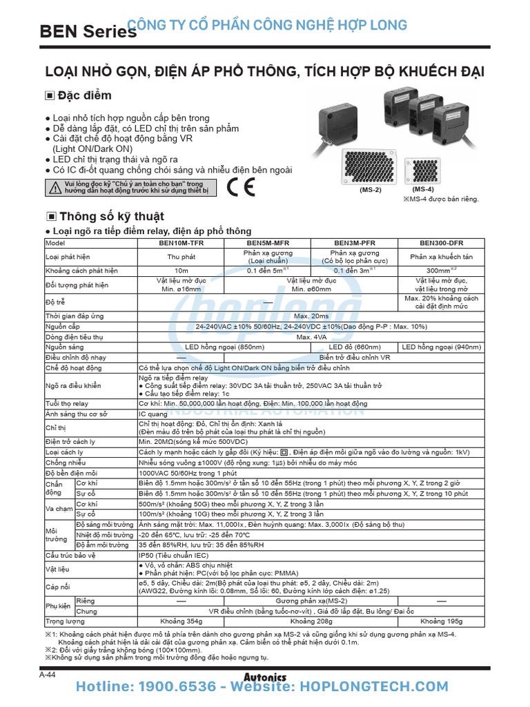 Autonics Ben Cam Bien Quang Catalog | PDF
