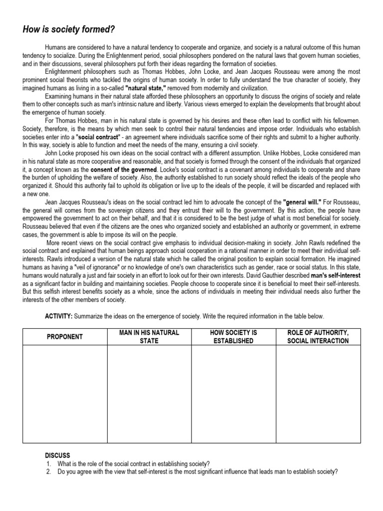 Society Formation | PDF | Social Contract | Behavior