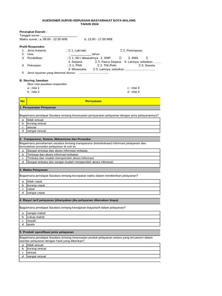 Template Hitung SKM Perangkat Daerah | PDF