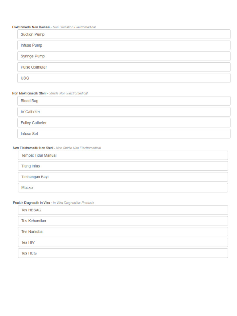 Daftar Kelompok Alkes | PDF