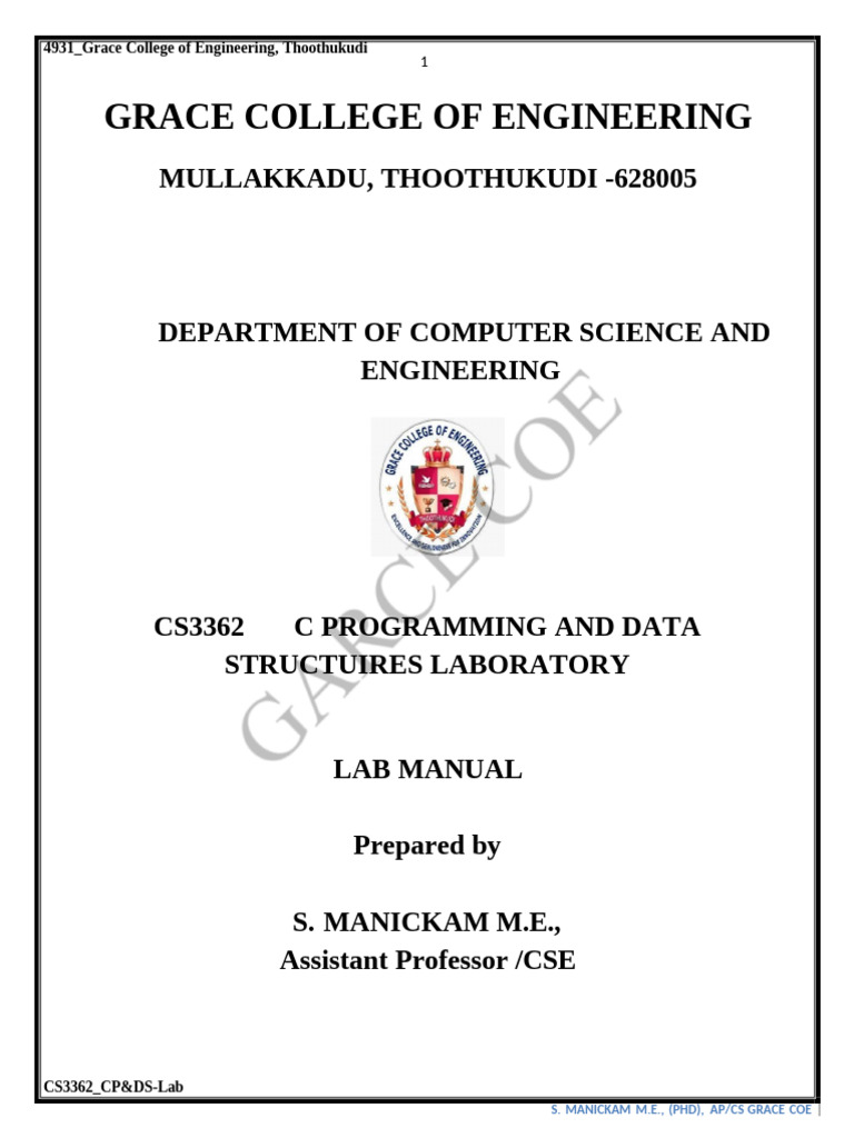C Programming and Data Structures Lab Manual | PDF | Quadratic Equation | Computer Programming