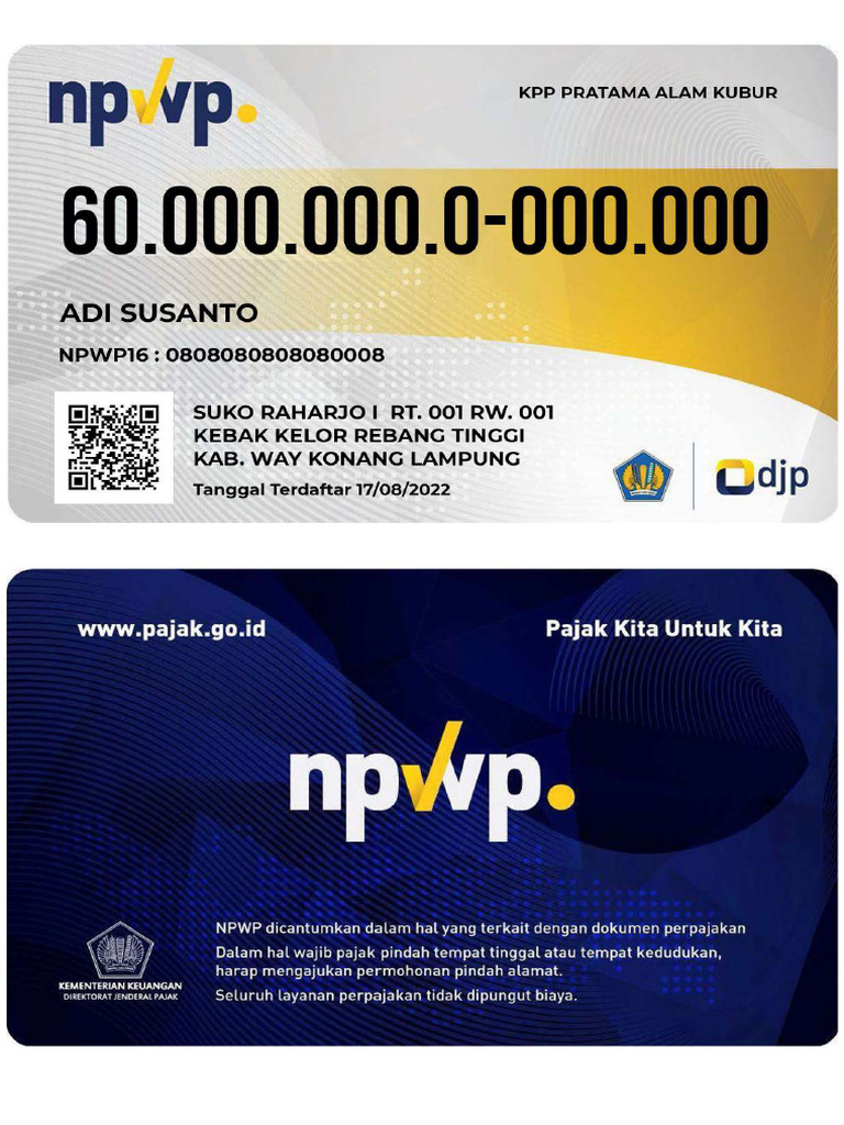 Template NPWP 2022 | PDF