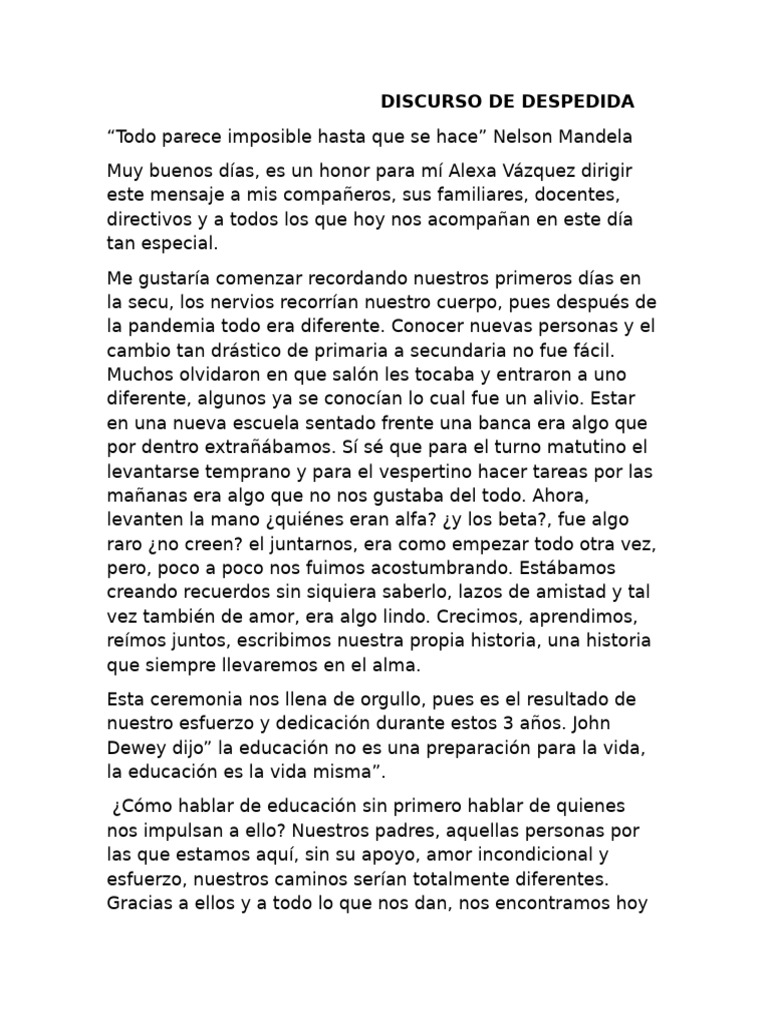 Discurso de Despedida 2024 | PDF