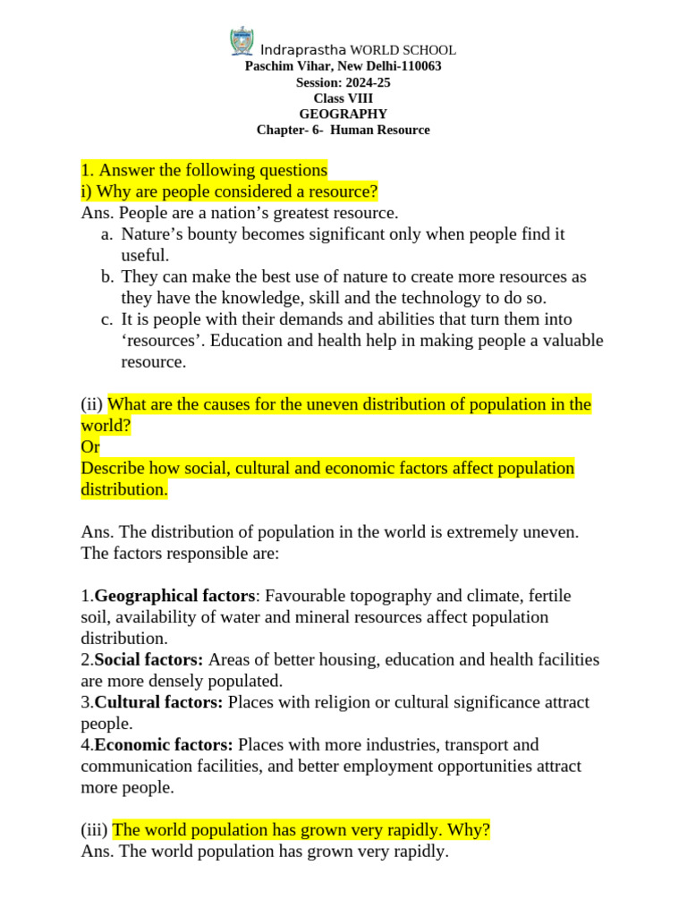 Geog CH 6 Human Resource | PDF | Desert | Mountains