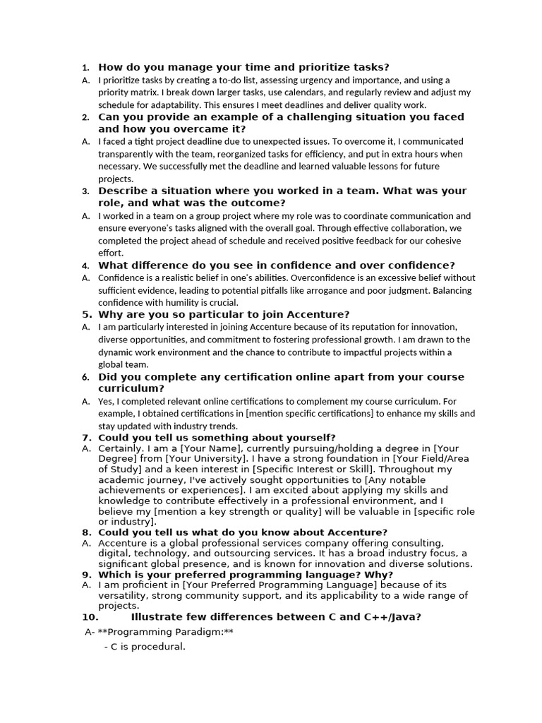 Accenture HR Faq With Answers | PDF | Method (Computer Programming ...