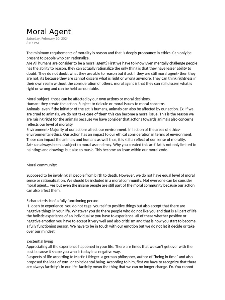 Moral Agent | PDF | Reason | Morality