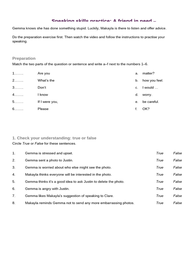 Speaking Exercises | PDF