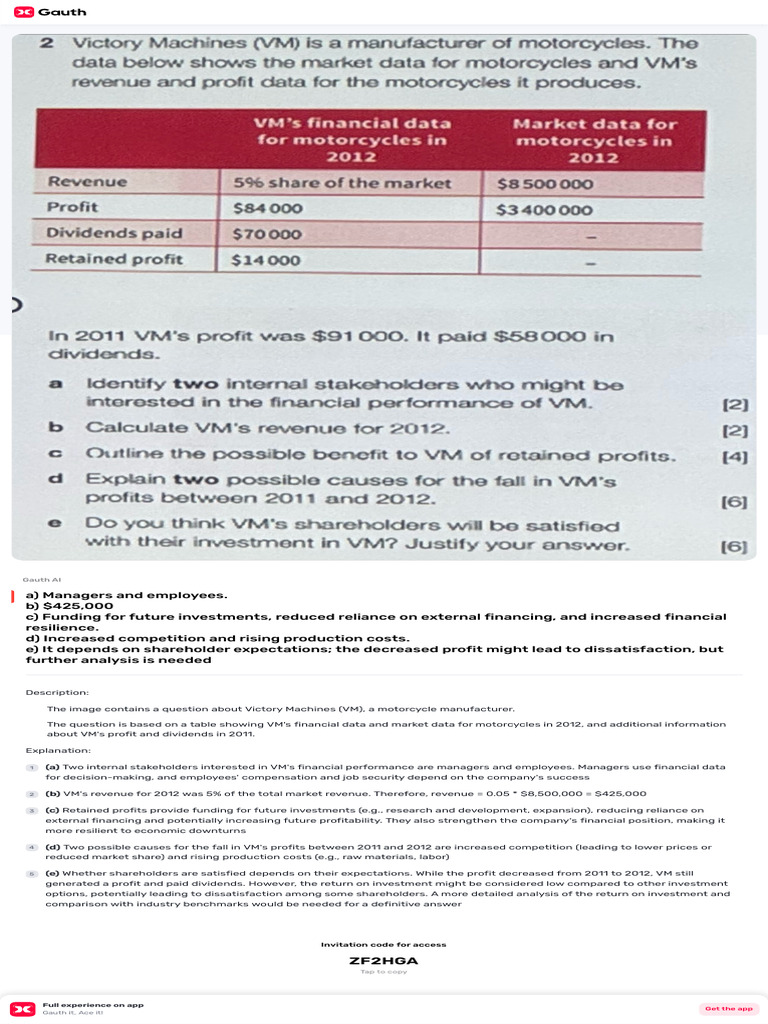 One Gauth All Math - Gauth | PDF | Profit (Economics) | Dividend