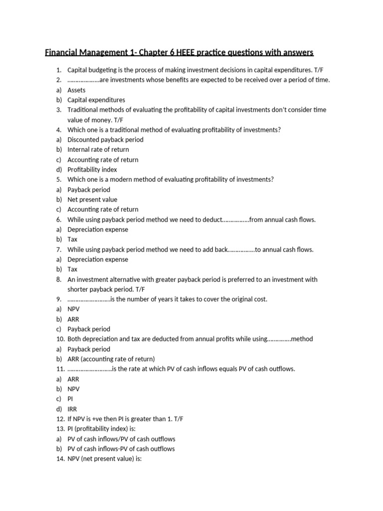 FM1- Chapter 6 | PDF | Net Present Value | Capital Budgeting