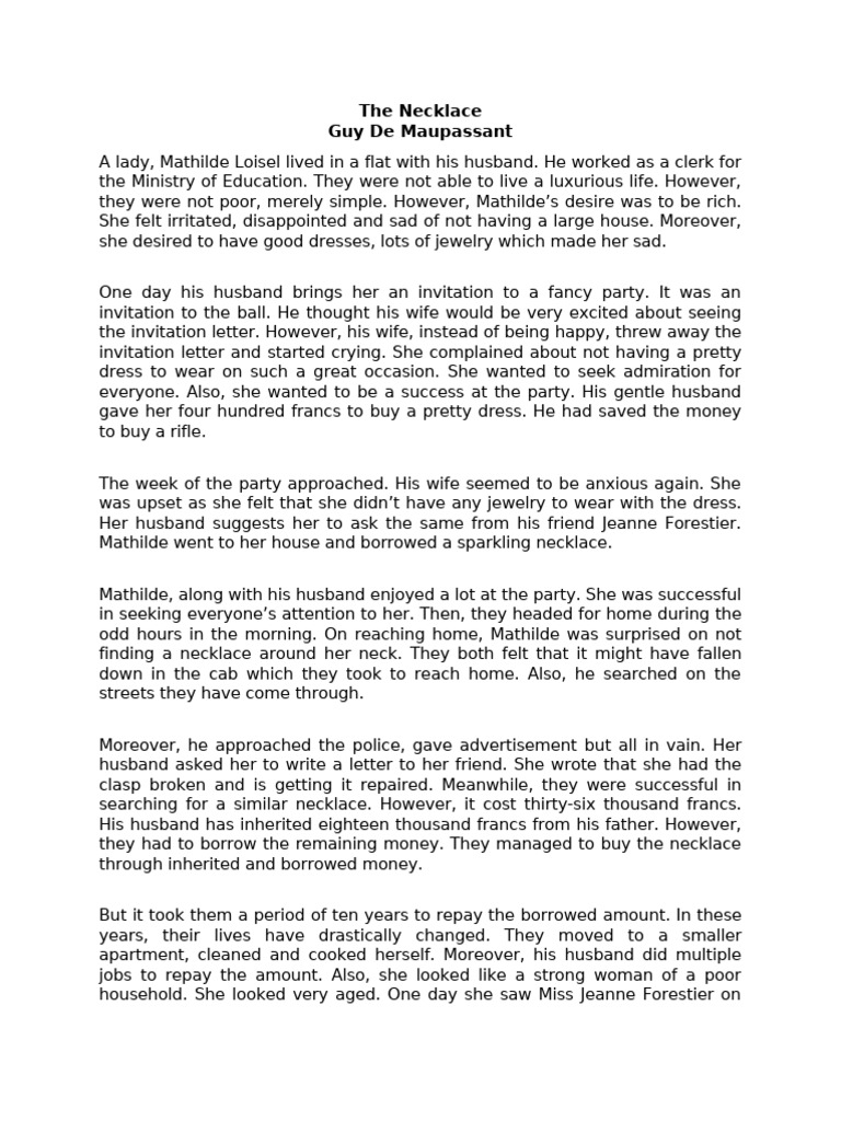 The Necklace | PDF | Mystery, Thriller & Crime Fiction