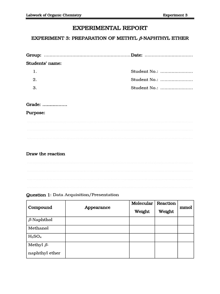 Methyl β-Naphthyl Ether Preparation Report | PDF | Thin Layer ...