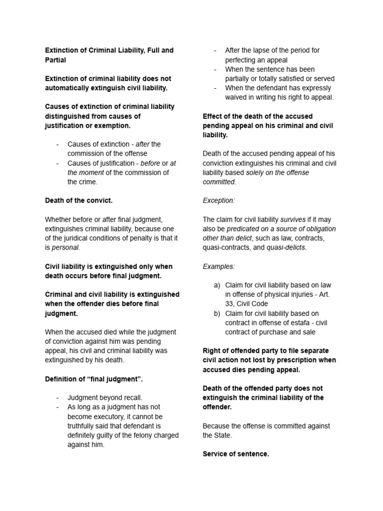 Extinction of Criminal Liability Explained | PDF | Pardon | Statute Of ...
