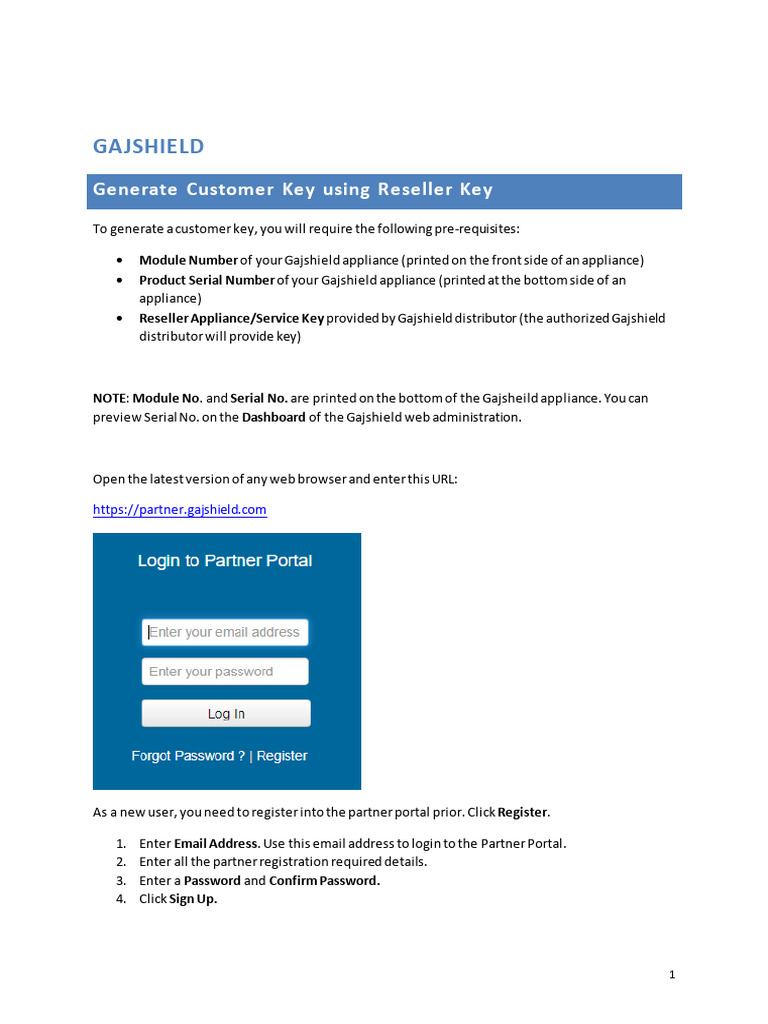 Gajshield: Generate Customer Key Using Reseller Key | PDF | Password ...