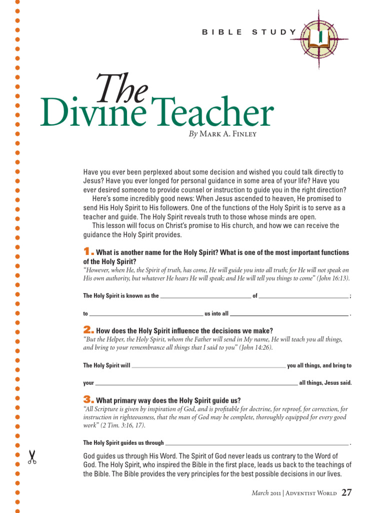 The Divine Teacher - Bible Study With Mark Finley | PDF | Religious ...