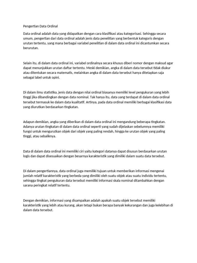 Pengertian Data Ordinal | PDF