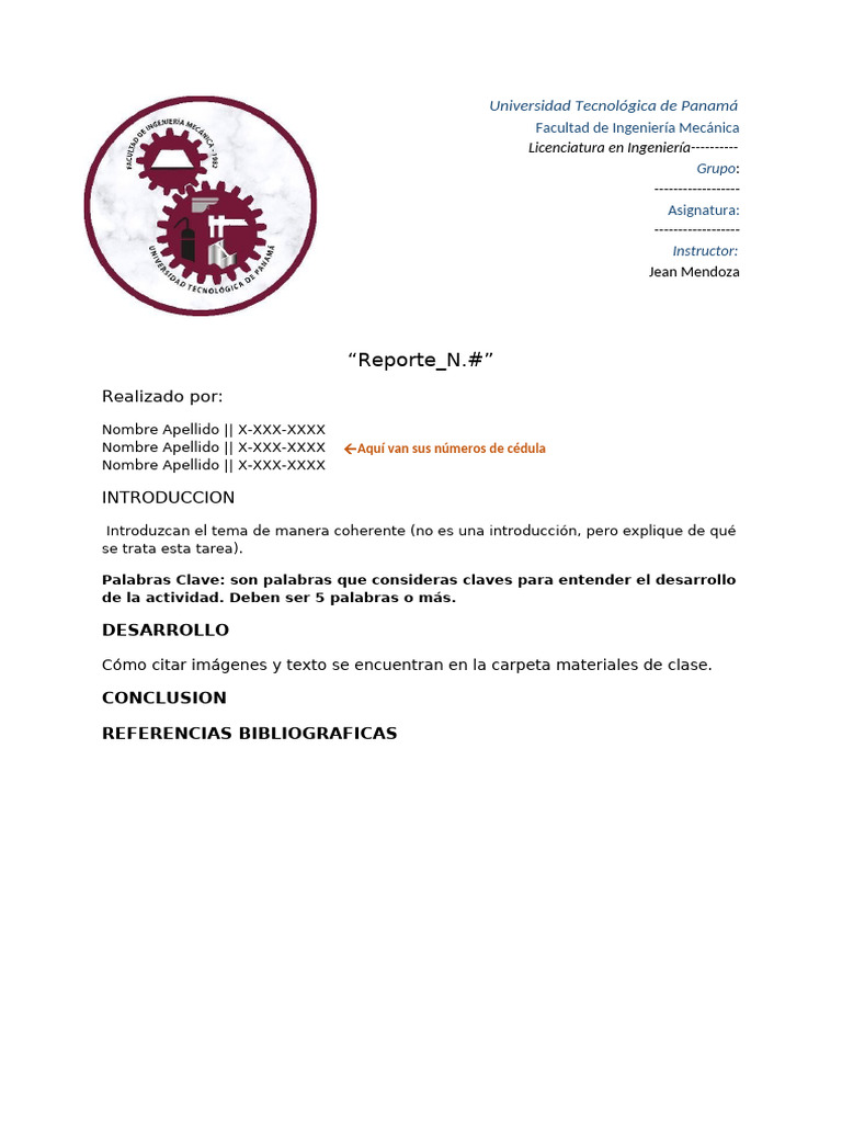 Guía de Reporte Académico UTP | PDF