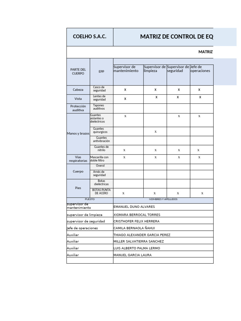 Entregable 2 Matriz de Control EPP | PDF
