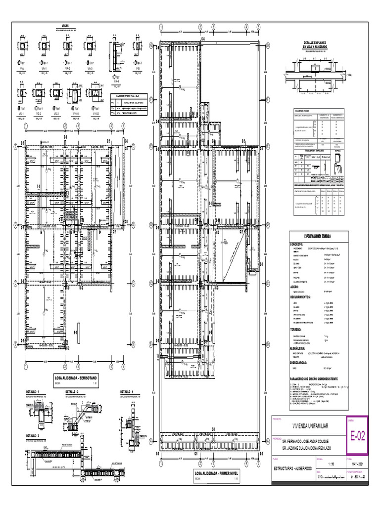02.estructura - Fernando Jose Andia Colque - Aligerados 1er y 2da Planta | PDF