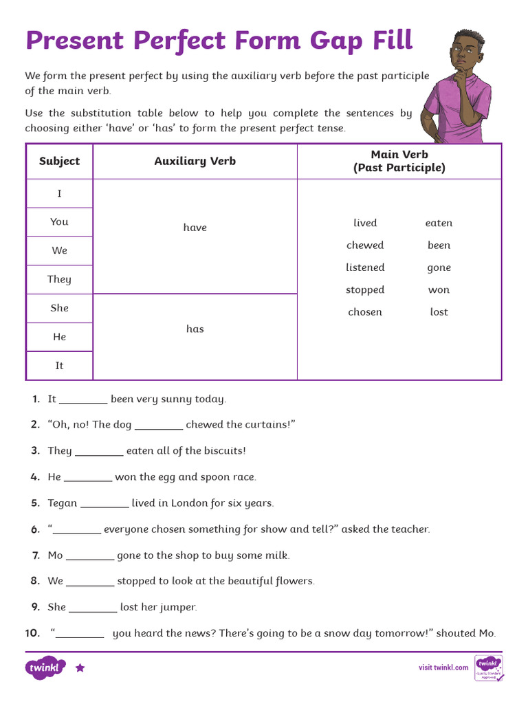 T Eal 45 Present Perfect Form Gap Fill Differentiated Worksheet - Ver ...