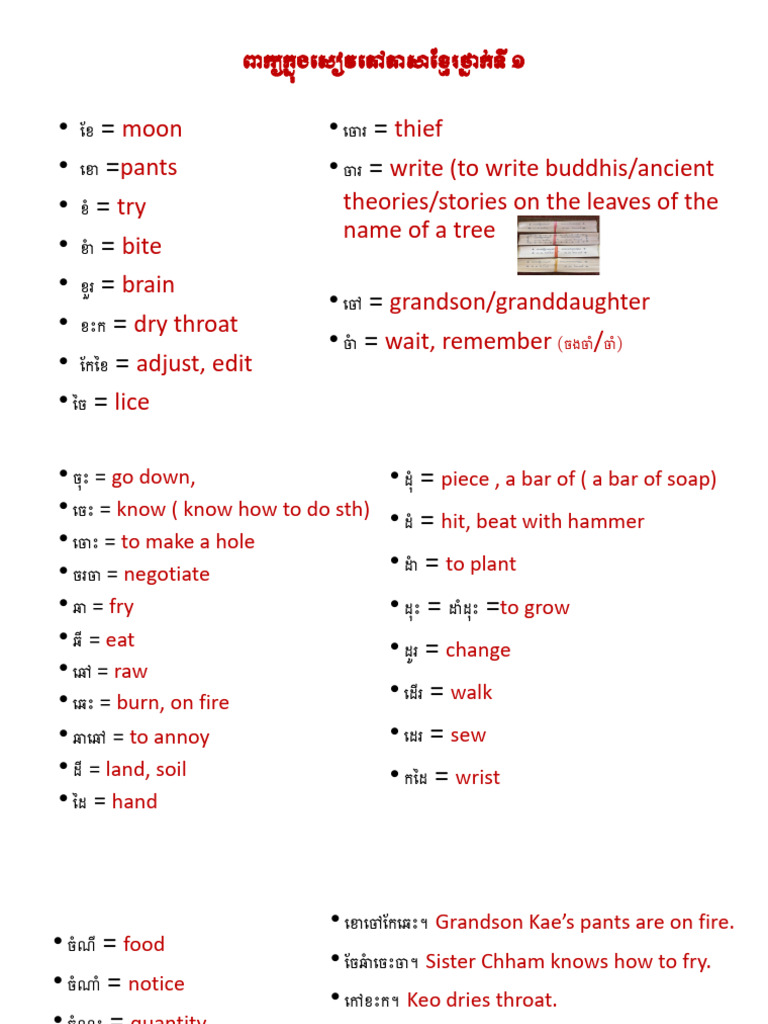 Khmer Vocabulary and Usage Guide | PDF | Cambodia