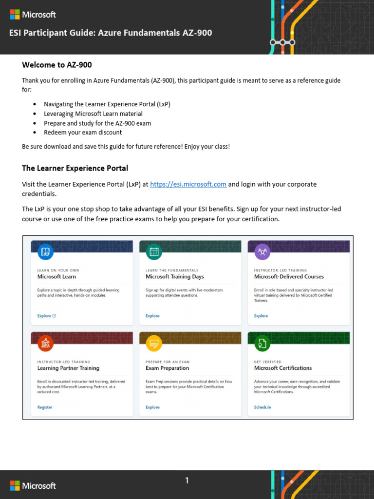AZ900ParticipantGuide MTL1Day | PDF | Learning | Computing