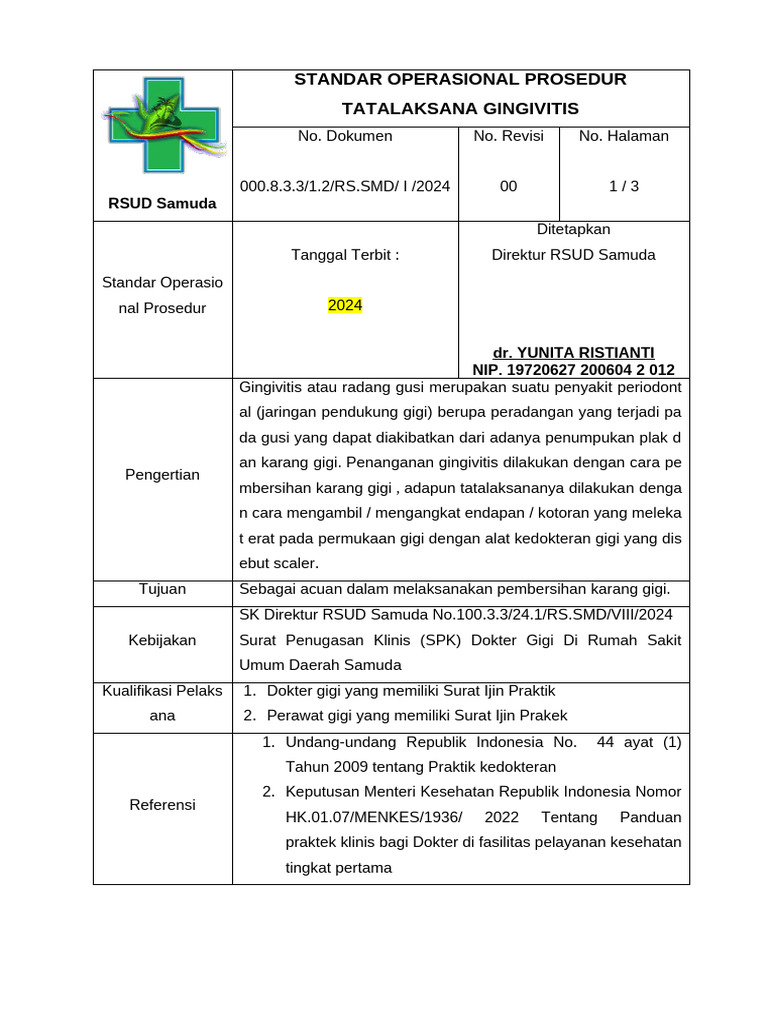 SOP Gingivitis | PDF | Teknologi & Rekayasa