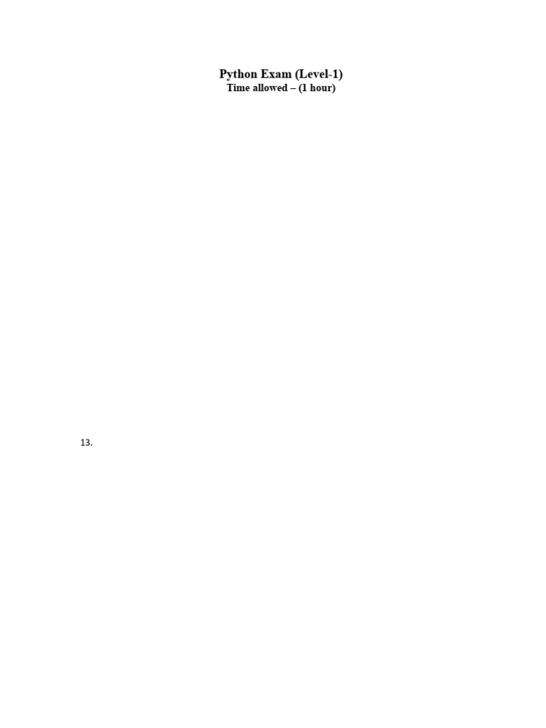 Level 1 Exam (Python) | PDF