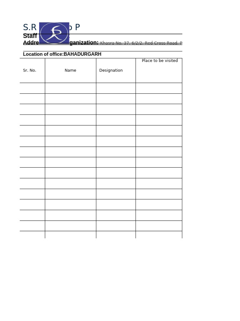 Staff Movement Register Format | PDF