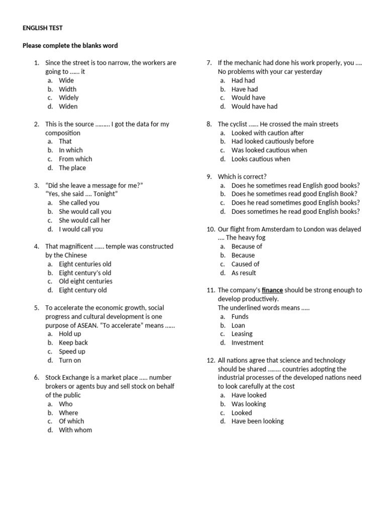 English Test | PDF | Economies