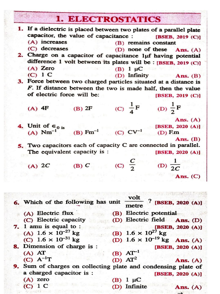 Electrostatics (Unit) | PDF