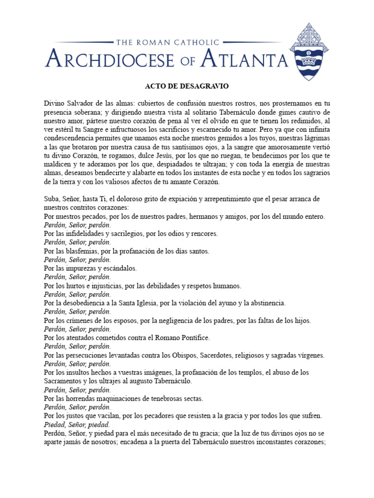 Acto de Desagravio | PDF | eucaristía | Perdón