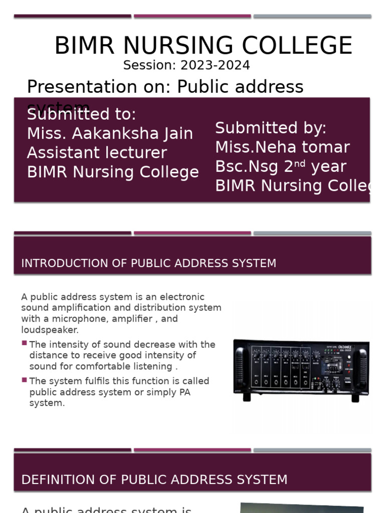 Public Address System Overview in Nursing | PDF