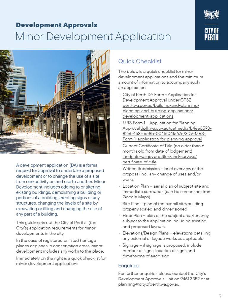 Minor Development Application Information Sheet 231110 | PDF | Title ...