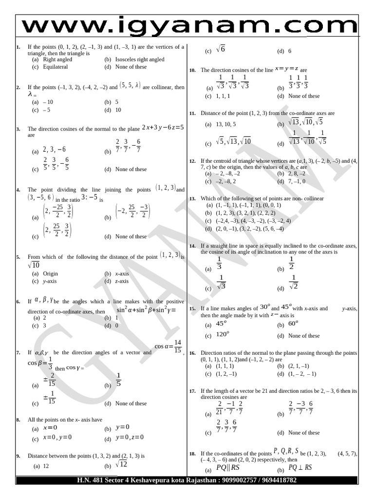 Coordinate Geometry Practice Questions | PDF | Triangle | Geometry