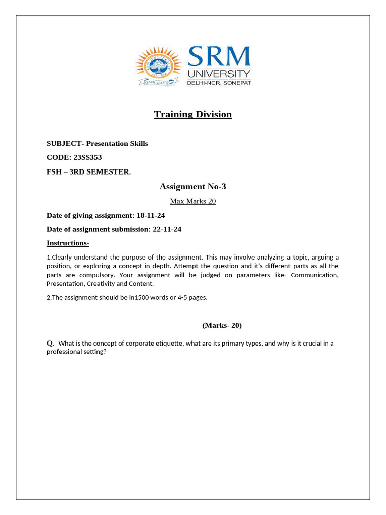 3rd Assignment FSH | PDF