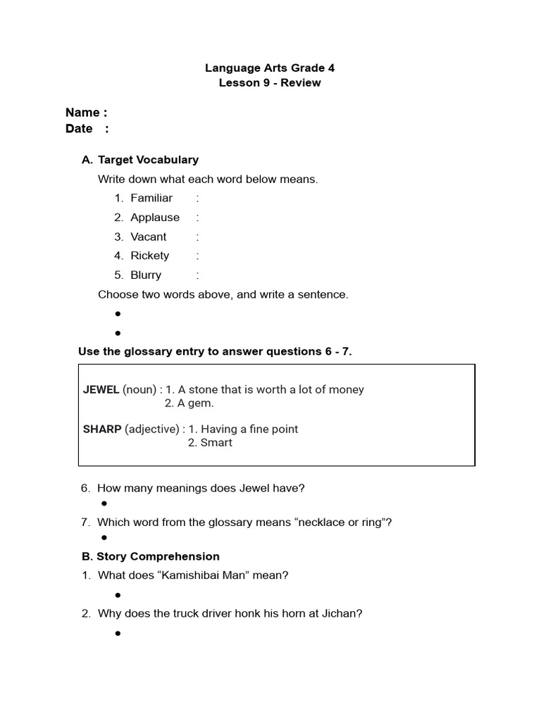 G4. Lesson 9 - Review | PDF | Travel | Foreign Language Studies