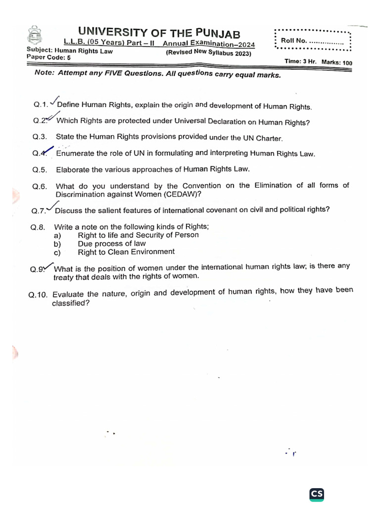 LLB Part 2 Past Papers Overview | PDF
