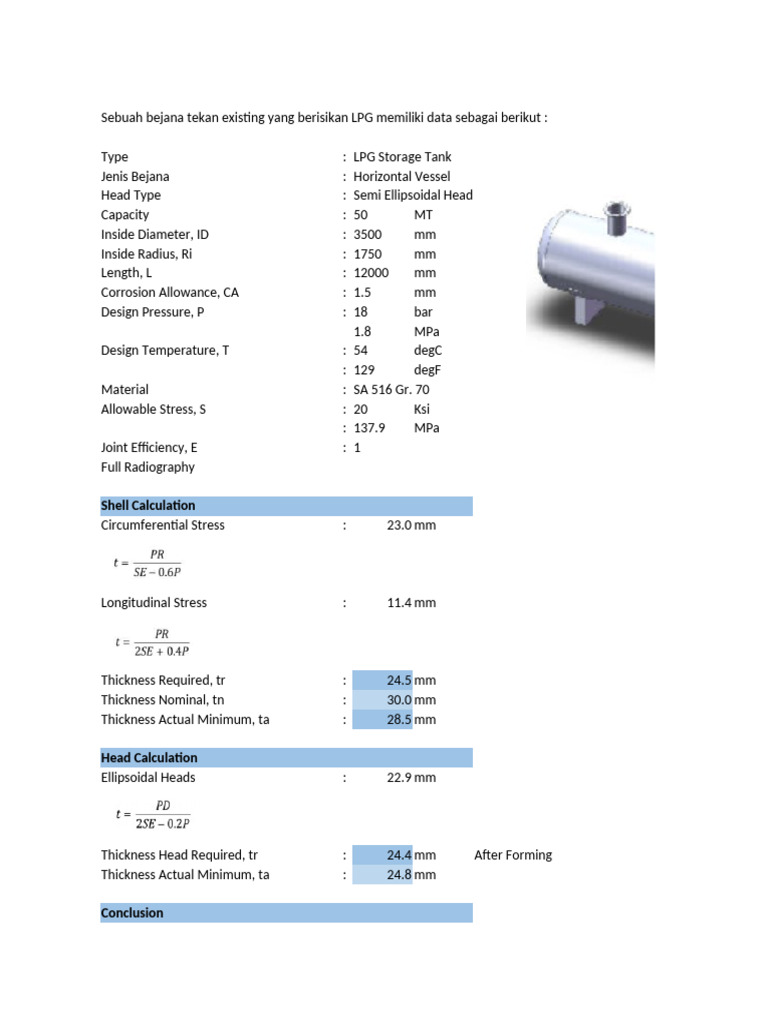 Design Calculation LPG Storage Tank | PDF
