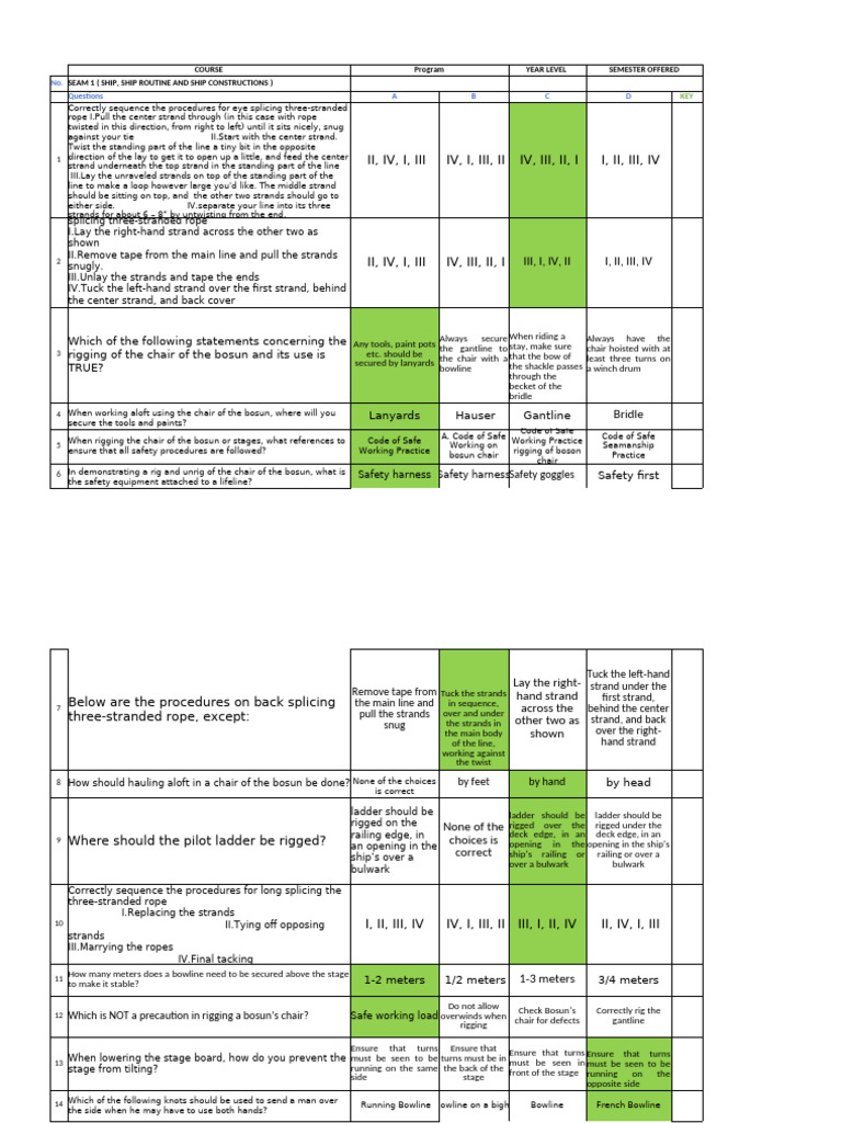 Seam 1 Midterm Exam Answer Key | PDF | Knot | Rope