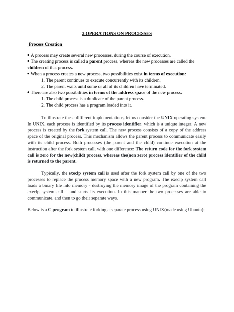 3.operations On Processes | PDF | Process (Computing) | Computing