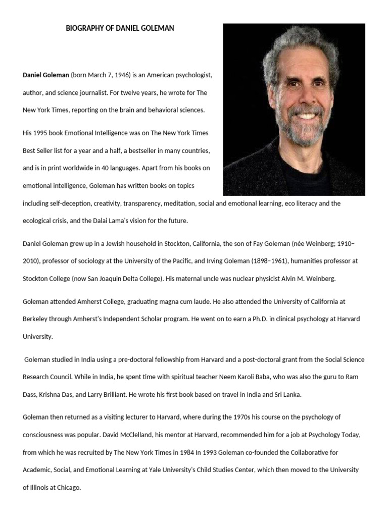 Daniel Goleman: Biography and Impact | PDF | Neuroscience | Cognition
